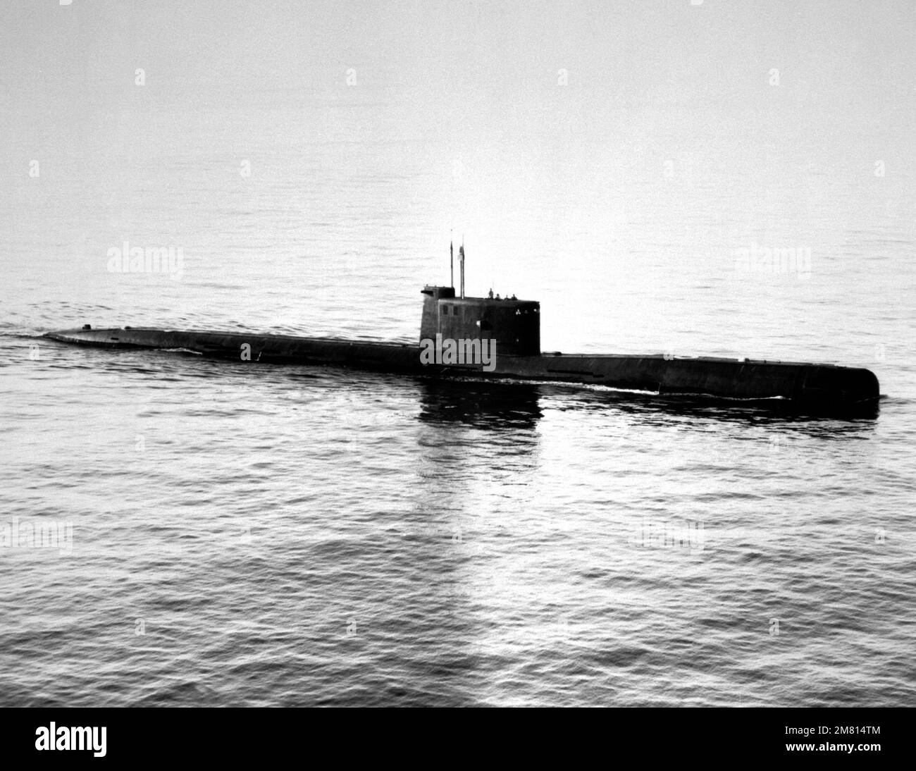 A starboard view of a Soviet Tango class diesel attack submarine ...