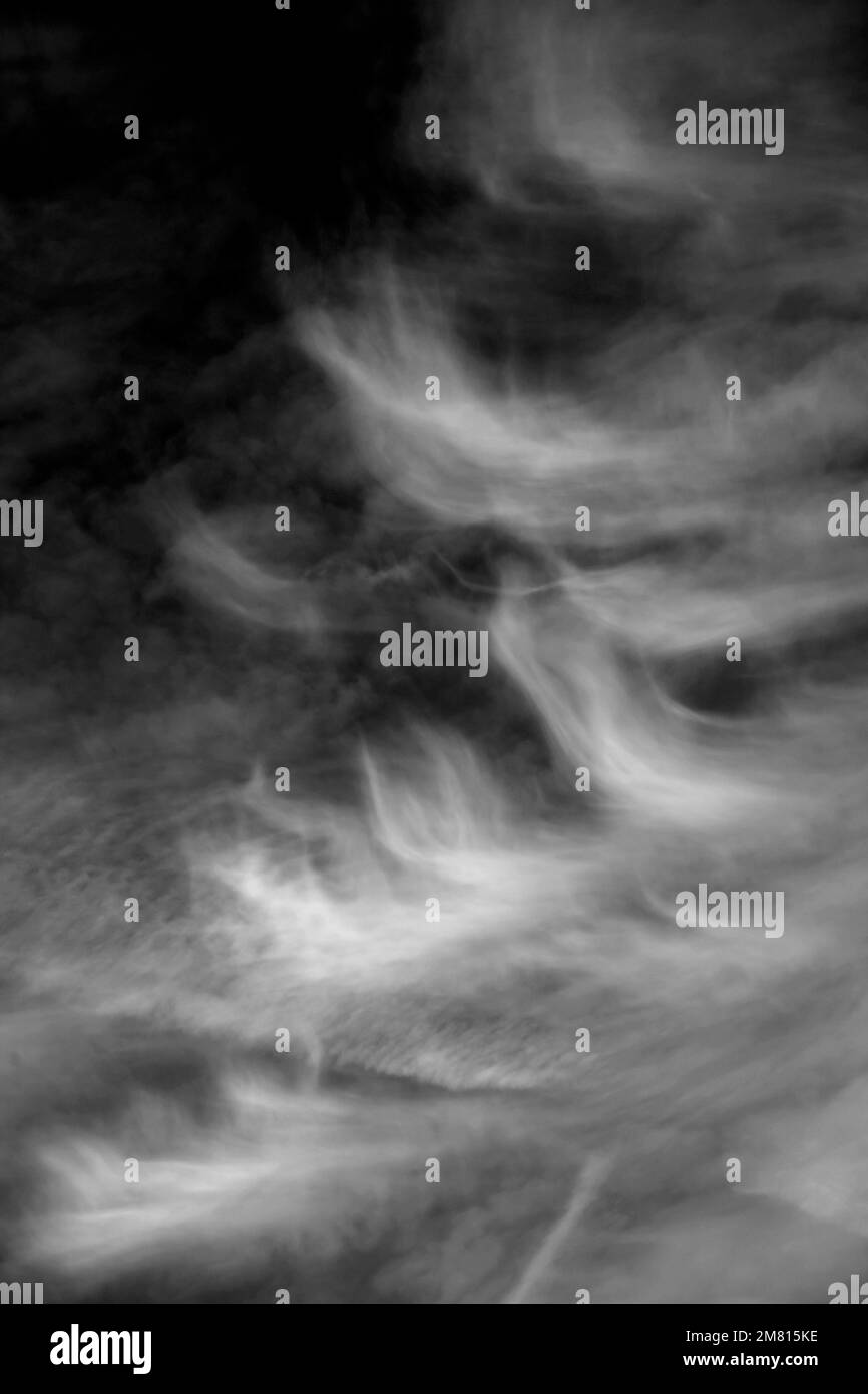 Blue skies with white fluffy clouds Black and White Stock Photos ...