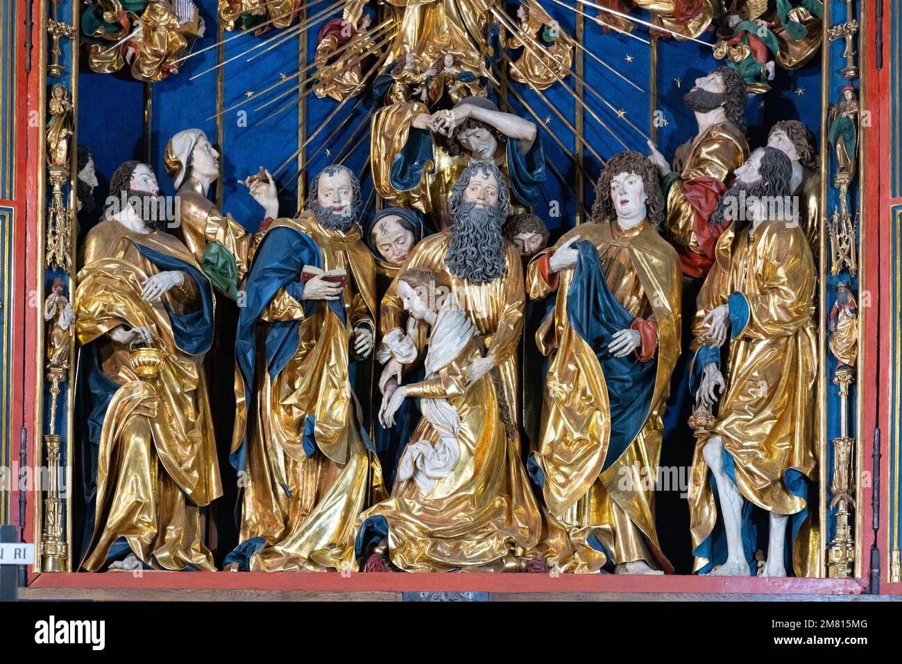 St Marys church Krakow Interior; medieval religious artwork of the ...