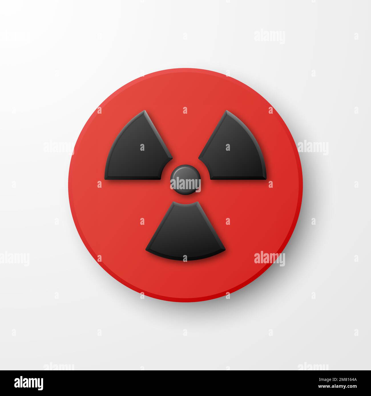 Vector 3d Realistic Round Red and Black Warning, Danger Nuclear Symbol ...