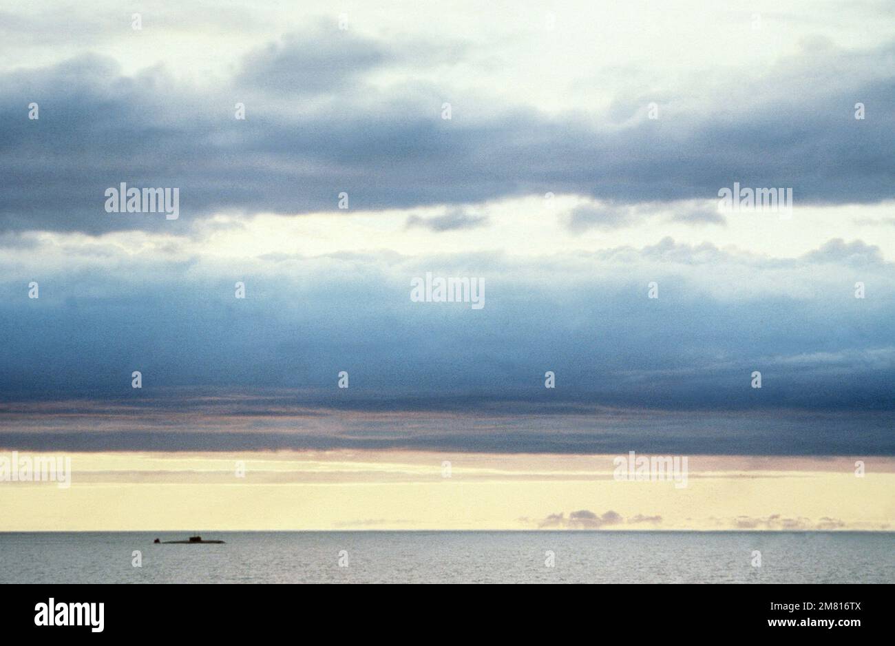 A starboard beam view of a Soviet Papa class nuclear-powered cruise ...