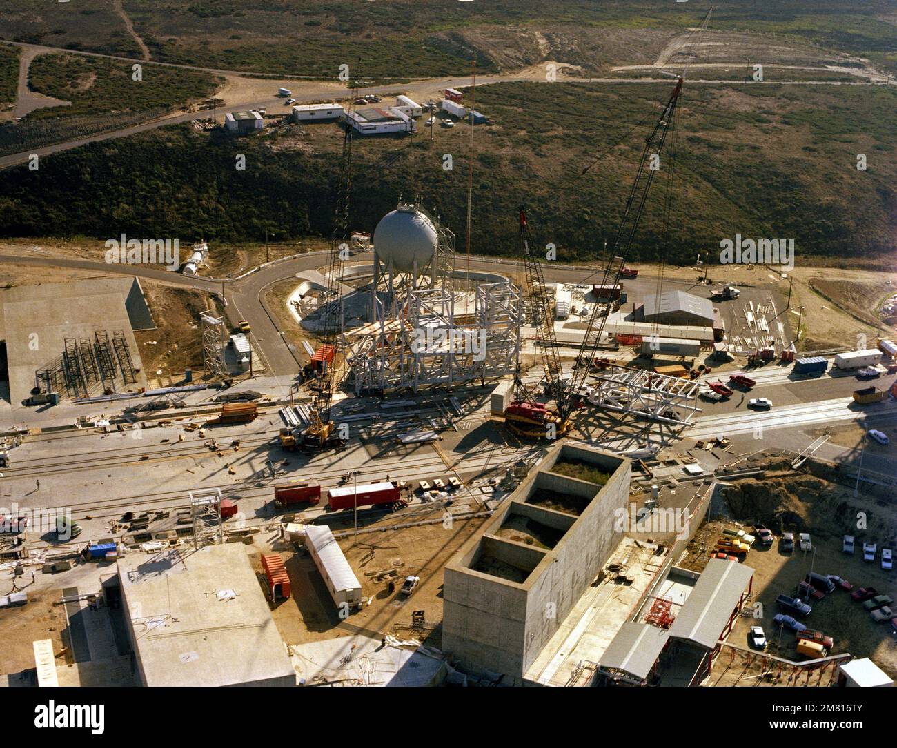 A view of the shuttle assembly building during construction. Base ...