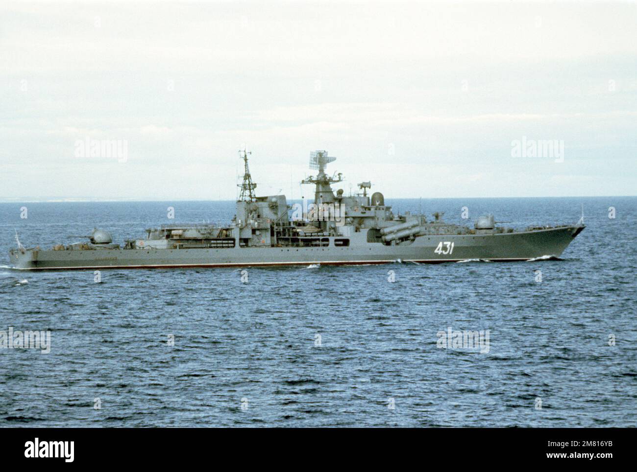 A starboard beam view of the Soviet Sovremenny Class Cruiser 431 ...
