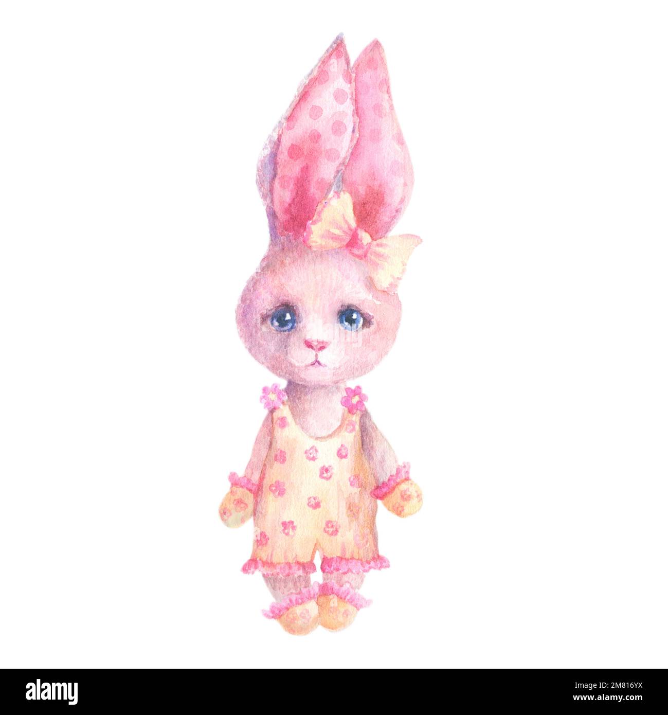 Cute rabbit, baby shower design elements, newborn girl greeting card ...