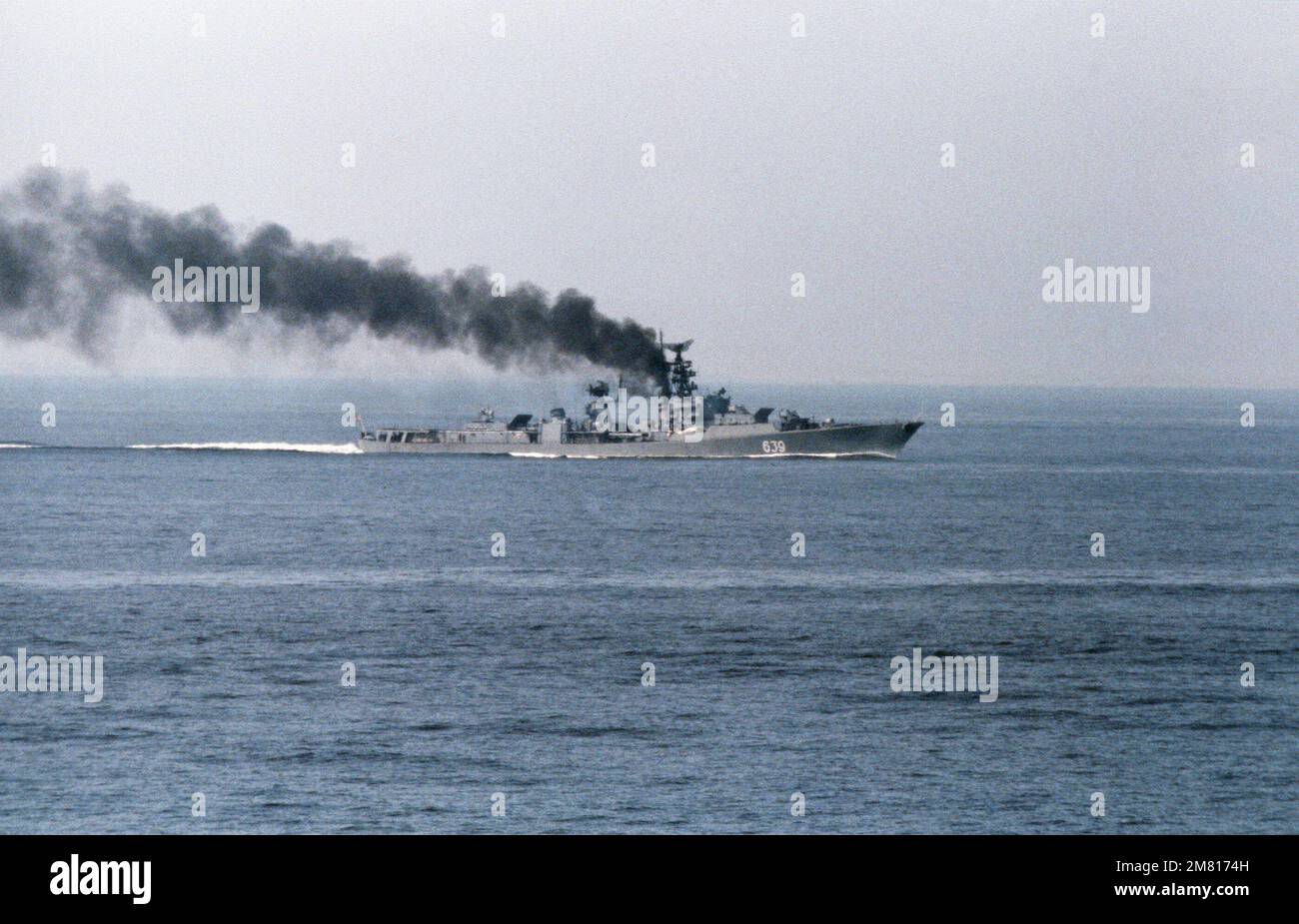 A starboard beam view of the Soviet "Kanin" class guided missile ...