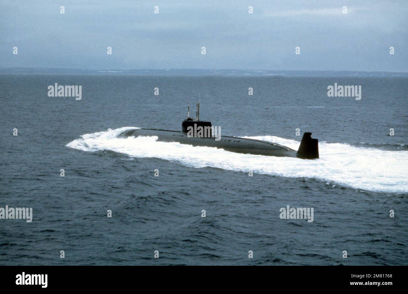 A port quarter view of a Soviet Papa class nuclear-powered cruise ...