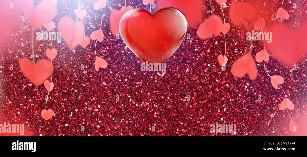 Hearts background with glitter and copy space for design Stock Photo ...
