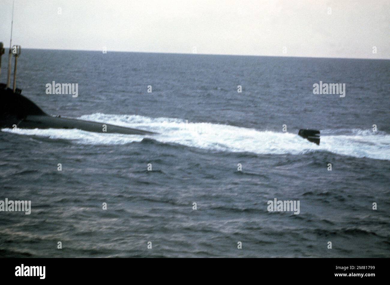 A port quarter view of a Soviet Alfa class nuclear-powered fleet ...
