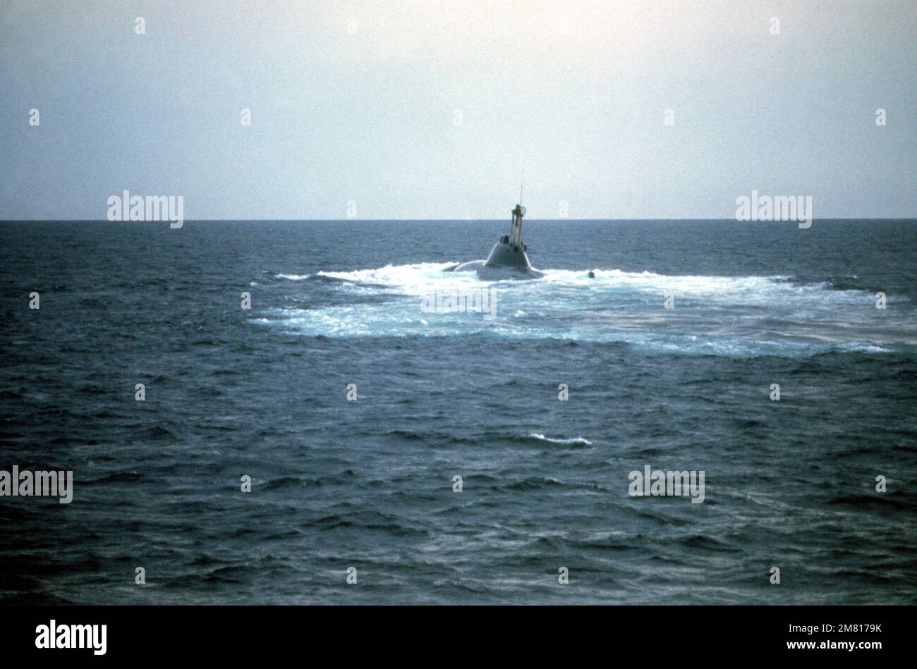 A port quarter view of a Soviet Alfa class nuclear-powered fleet ...