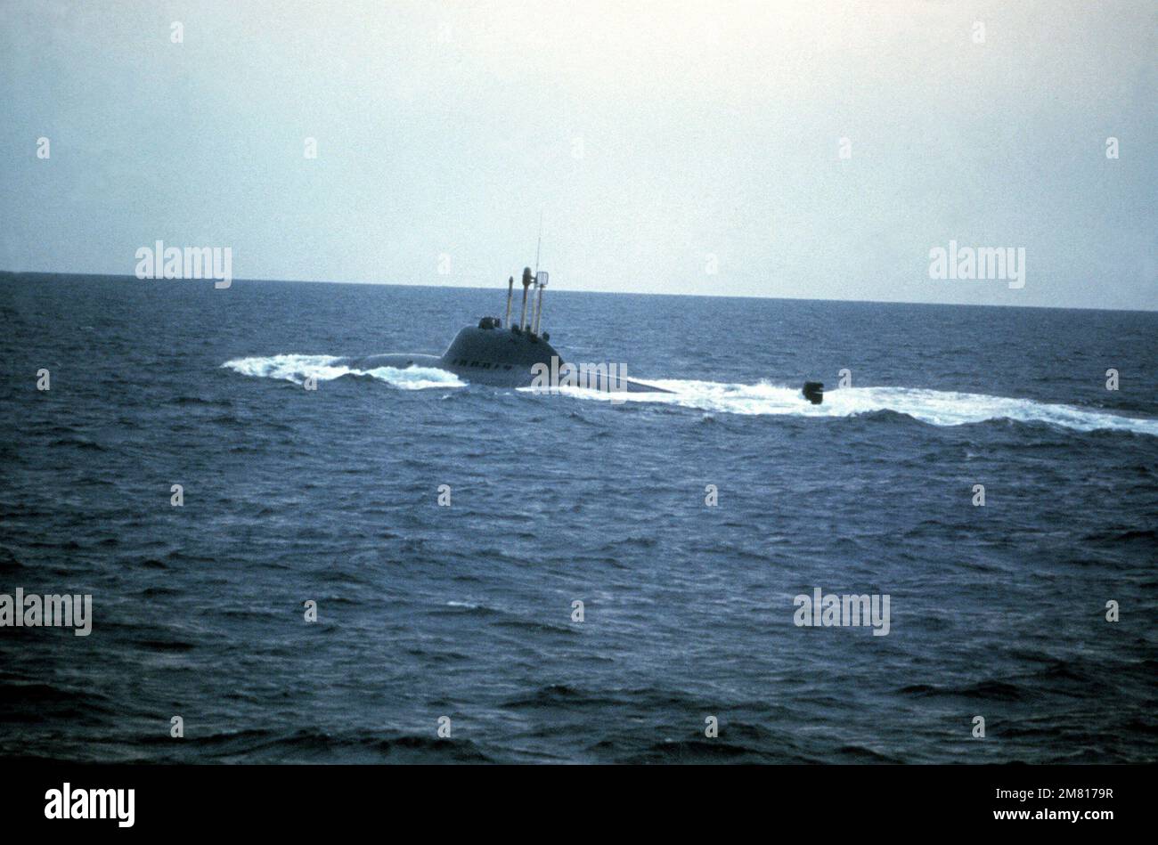 A port quarter view of a Soviet Alfa class nuclear-powered fleet ...