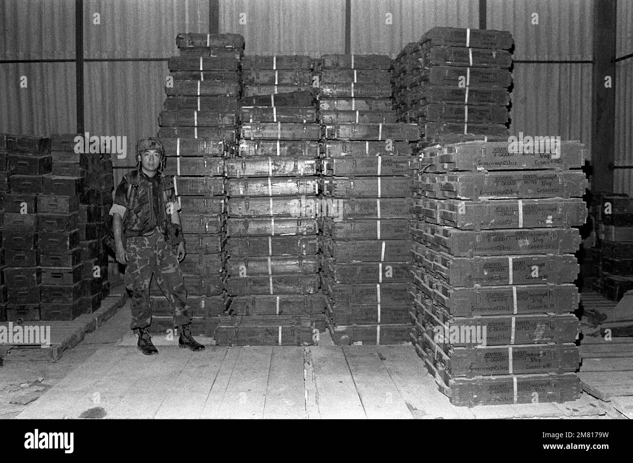 Boxes of of Soviet weapons seized by US military personnel during ...