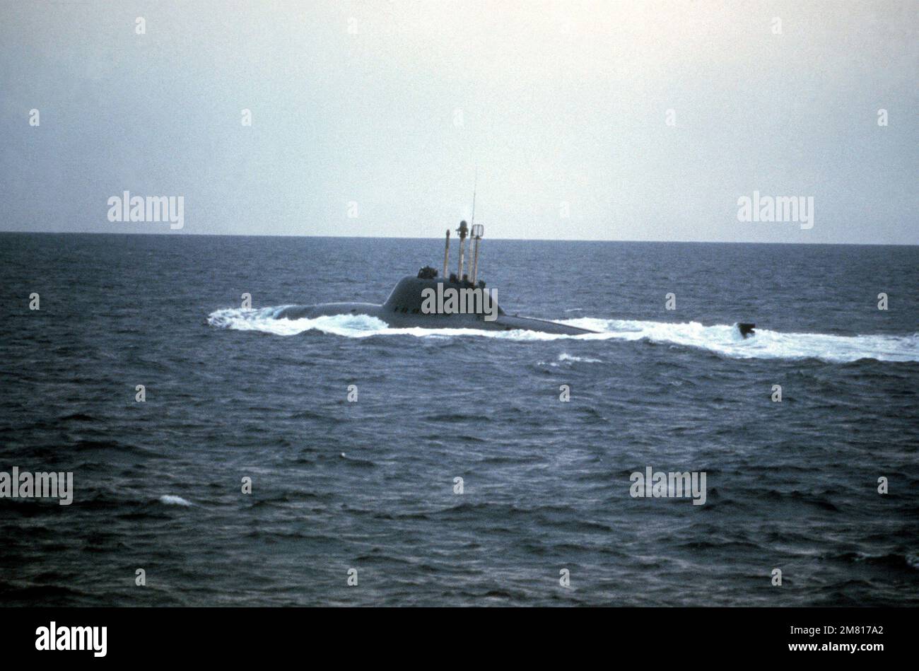 A port quarter view of a Soviet Alfa class nuclear-powered fleet ...