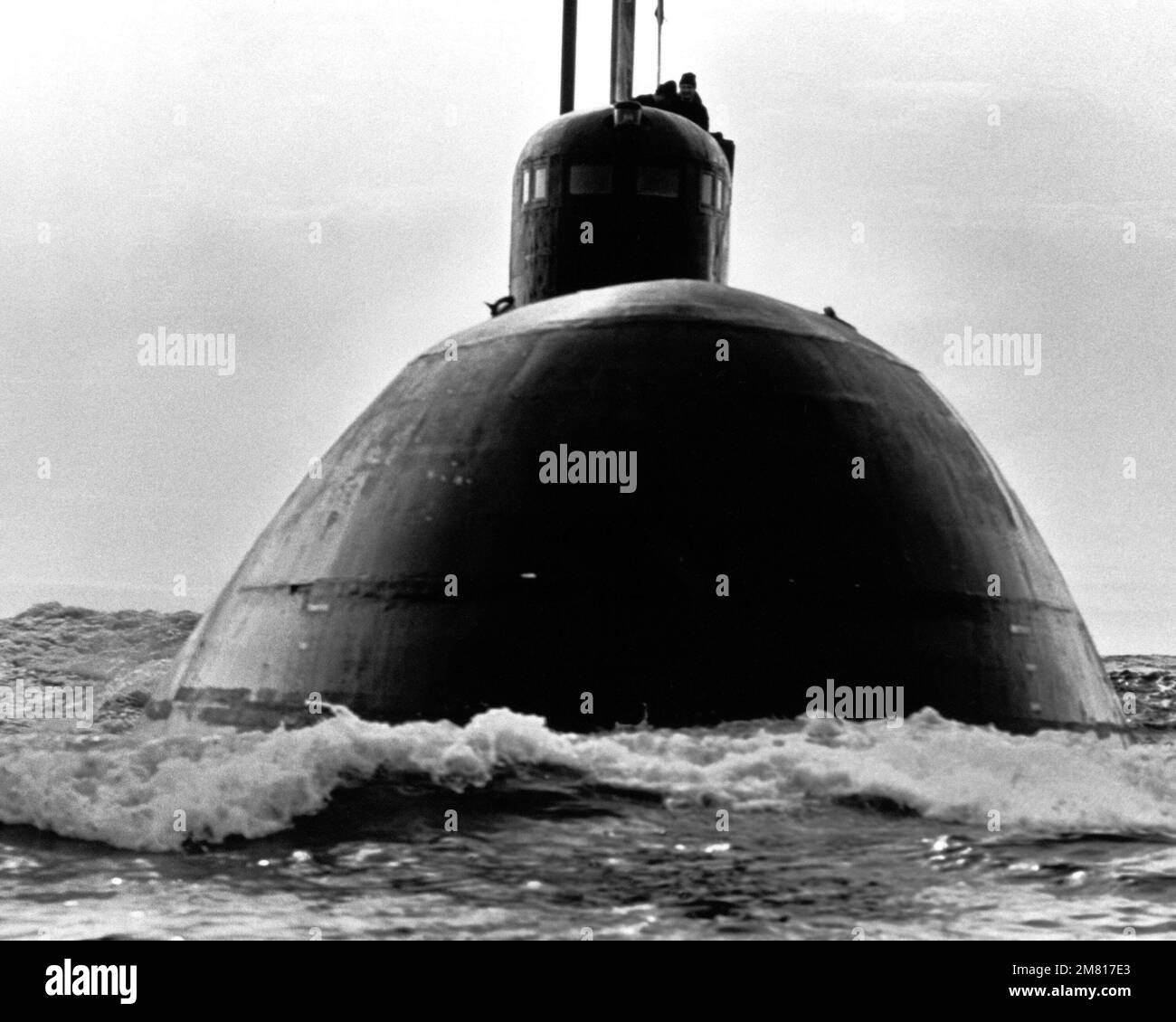 A bow view of a Soviet Tango class nuclear-powered patrol submarine ...