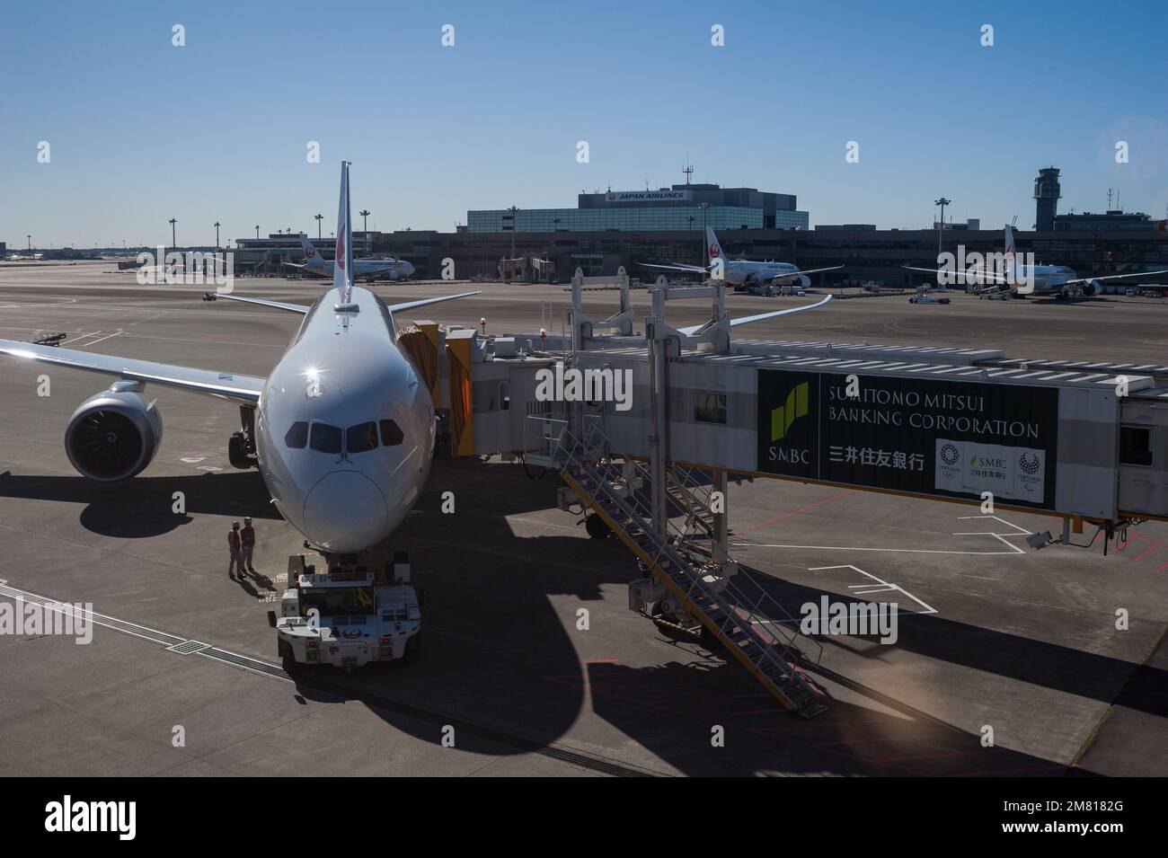 02.01.2018, Tokyo, Japan, Asia - Japan Airlines (JAL) passenger ...