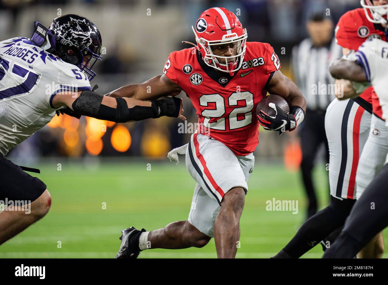 Georgia Bulldogs running back Branson Robinson (22) runs by TCU Horned ...