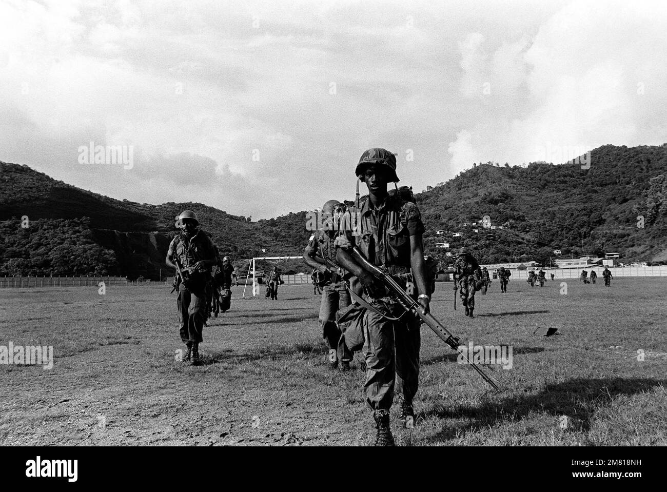 Members of the Easter Caribbean Defense Force arrive at the Racetrack ...