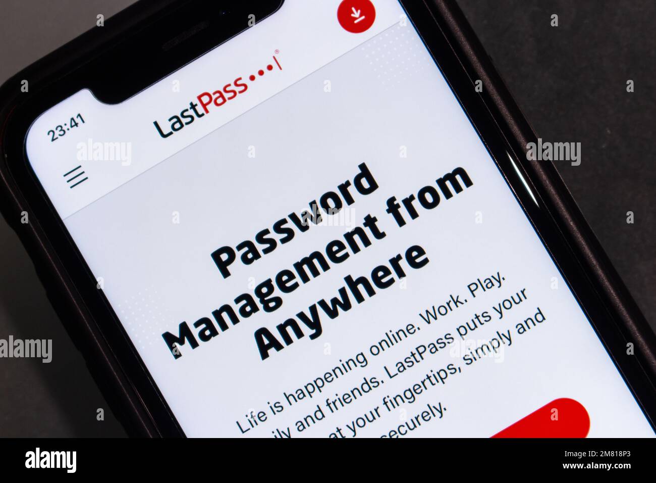 Website Of Lastpass In An Iphone Screen Lastpass Is A Password Manager Distributed In