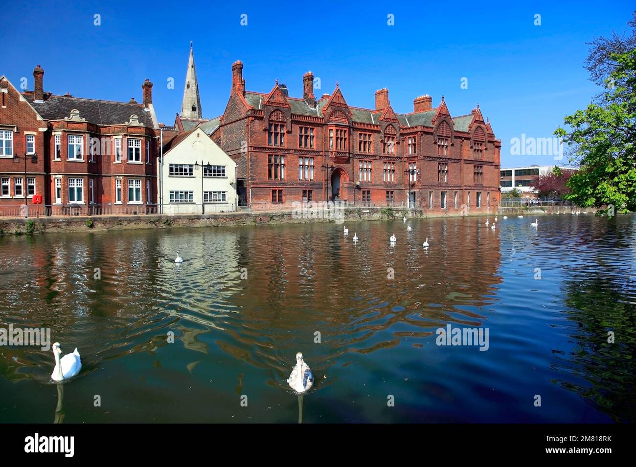 River Great Ouse Embankment, Bedford town; Bedfordshire County, England ...
