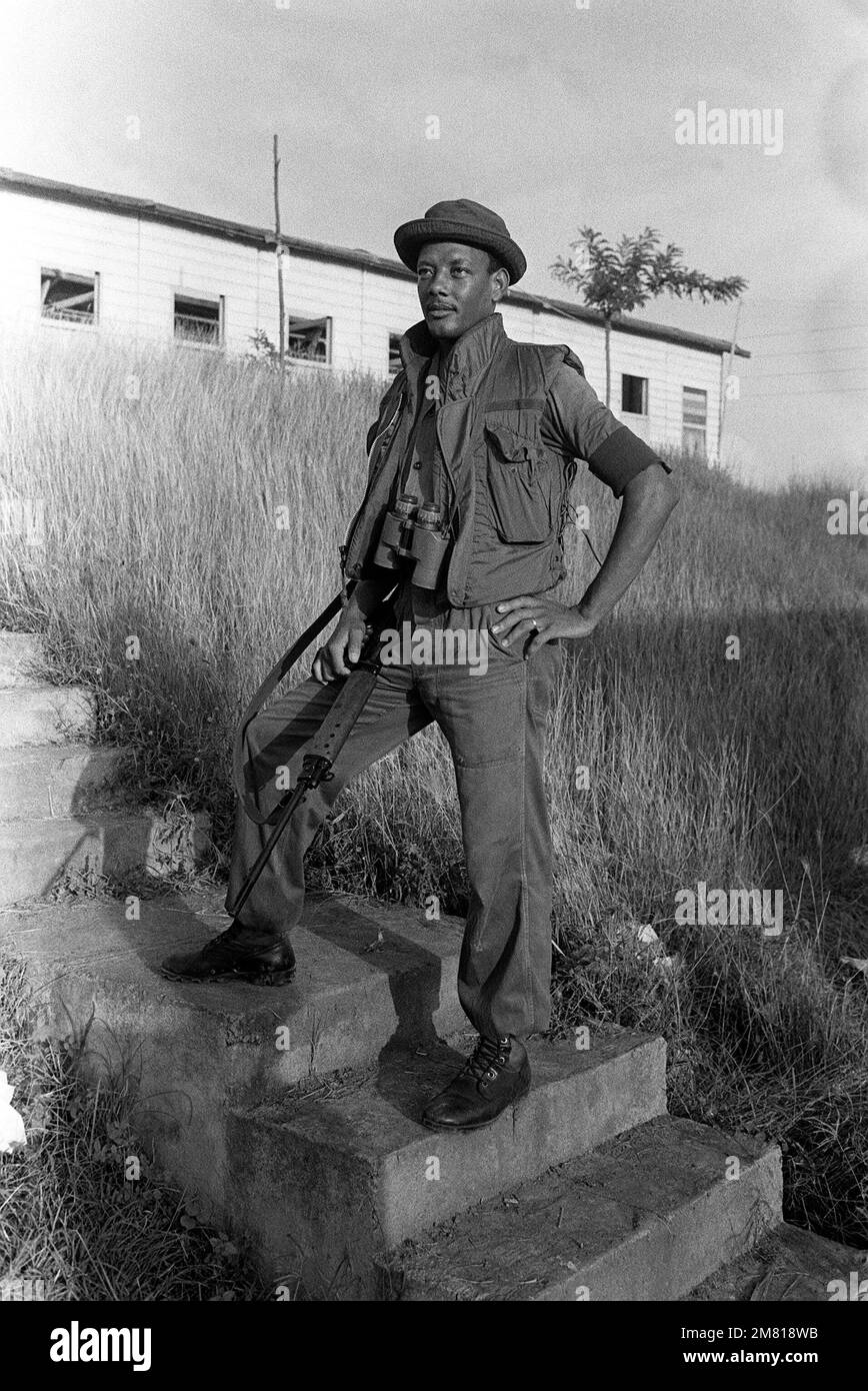 A member of the Eastern Caribbean Defense Force participating in ...