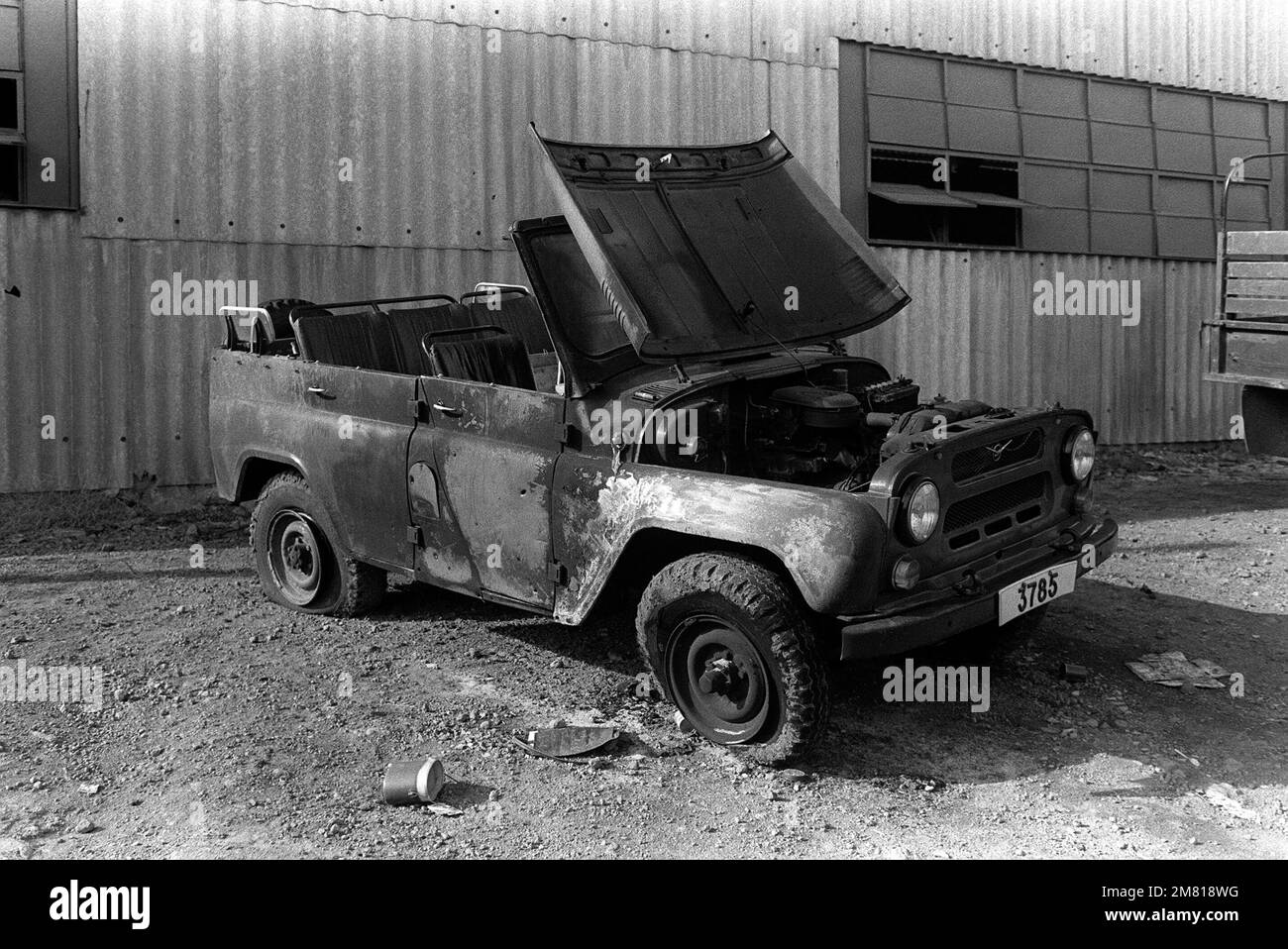 A disabled Soviet UAZ-469B light truck inside the People's ...