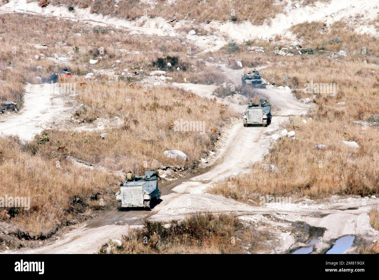 Two LVTP7s (tracked landing vehicle, personnel) and an M60A1 main ...