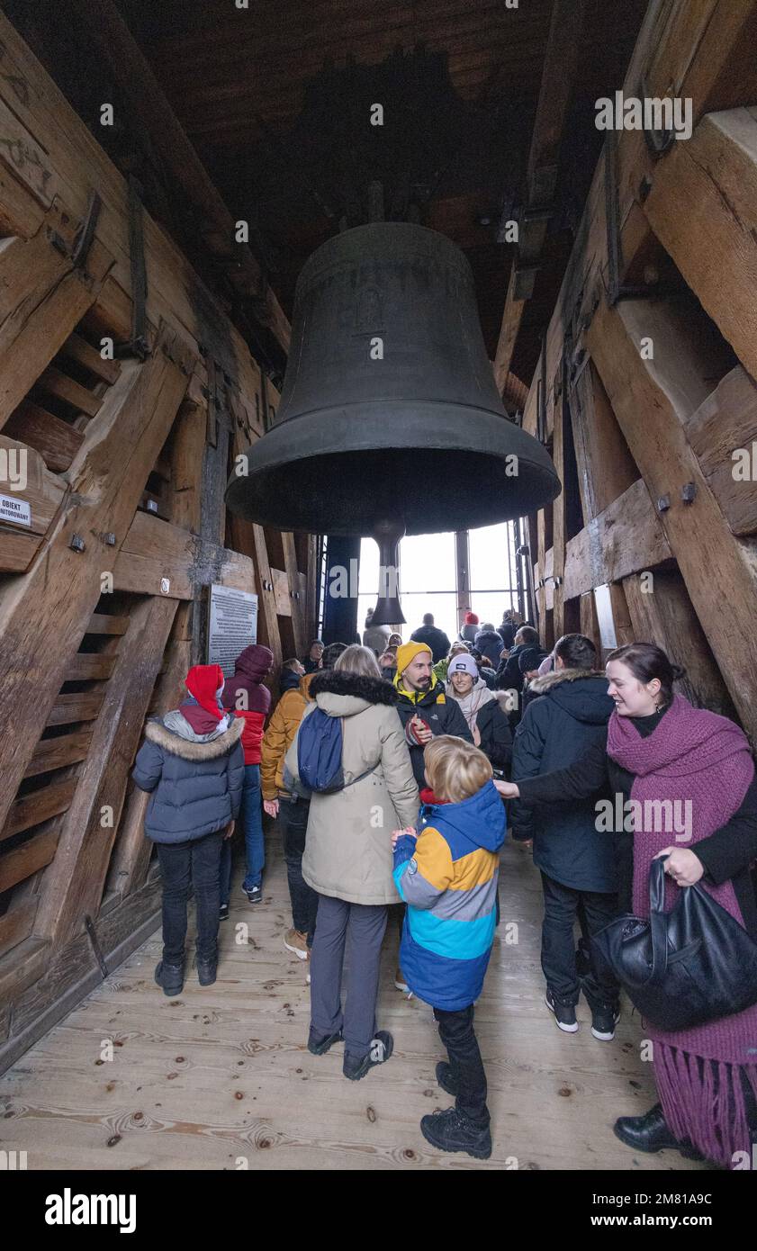 Krakow tourists have climbed the bell tower to see the Royal Sigismund ...