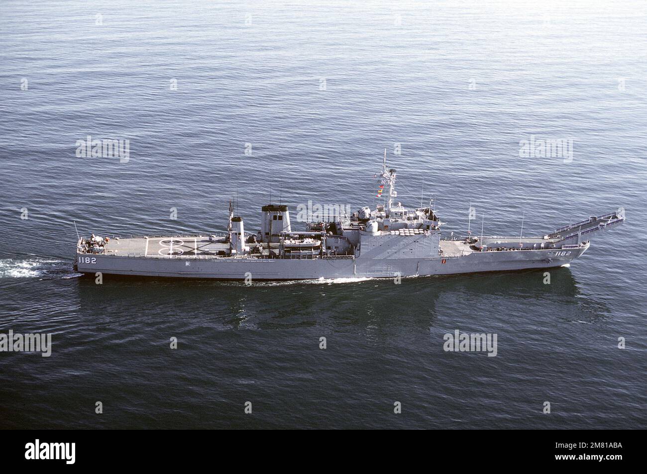 Aerial starboard beam view of the Newport class tank landing ship USS ...