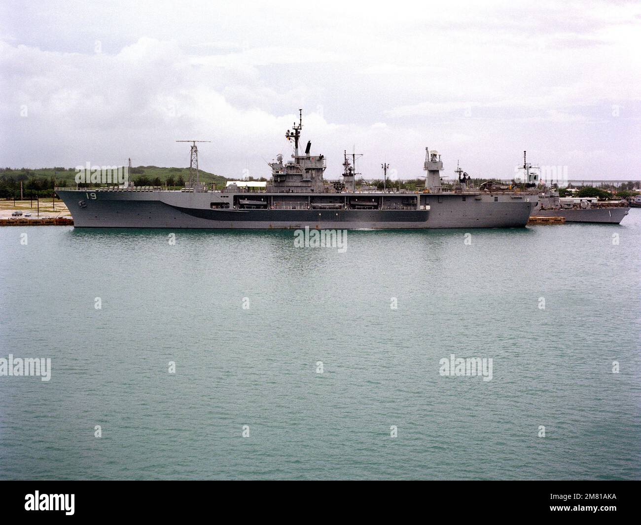 A port beam view of the amphibious command ship USS BLUE RIDGE (LCC 19 ...