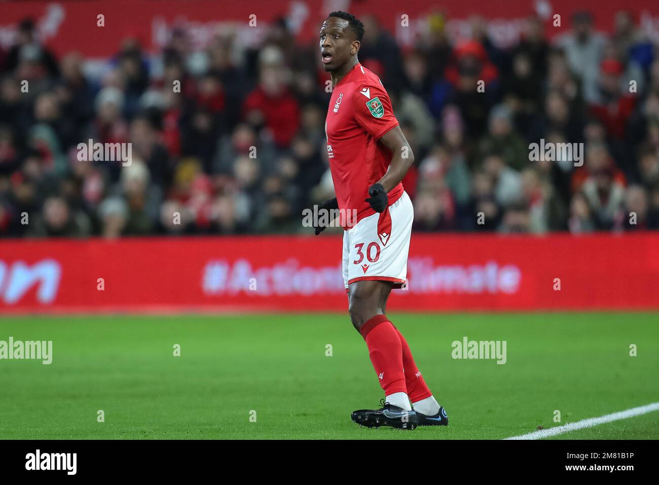 Willy Boly #30 of Nottingham Forest reacts during the Carabao Cup ...