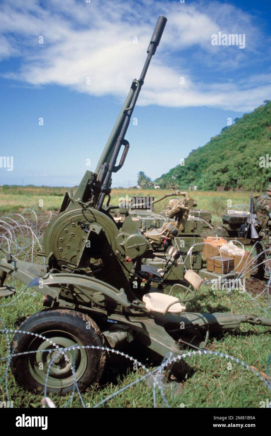 A Soviet ZU-23 anti-aircraft weapon seized by U.S. military personnel ...