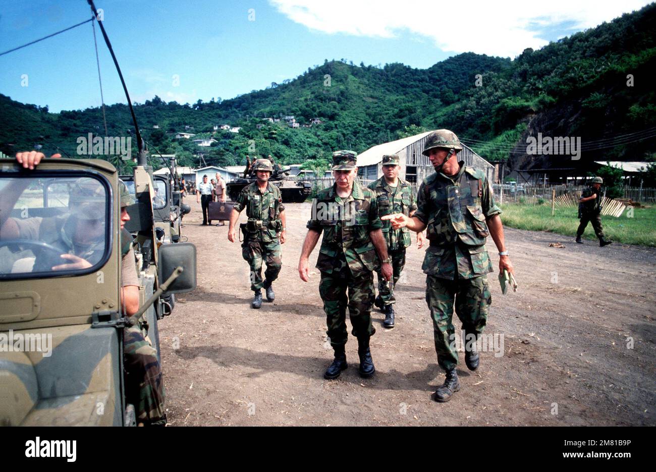 Chairman of the Joint Chiefs of STAFF, General John W. Vessey Jr., on the island to observe ...