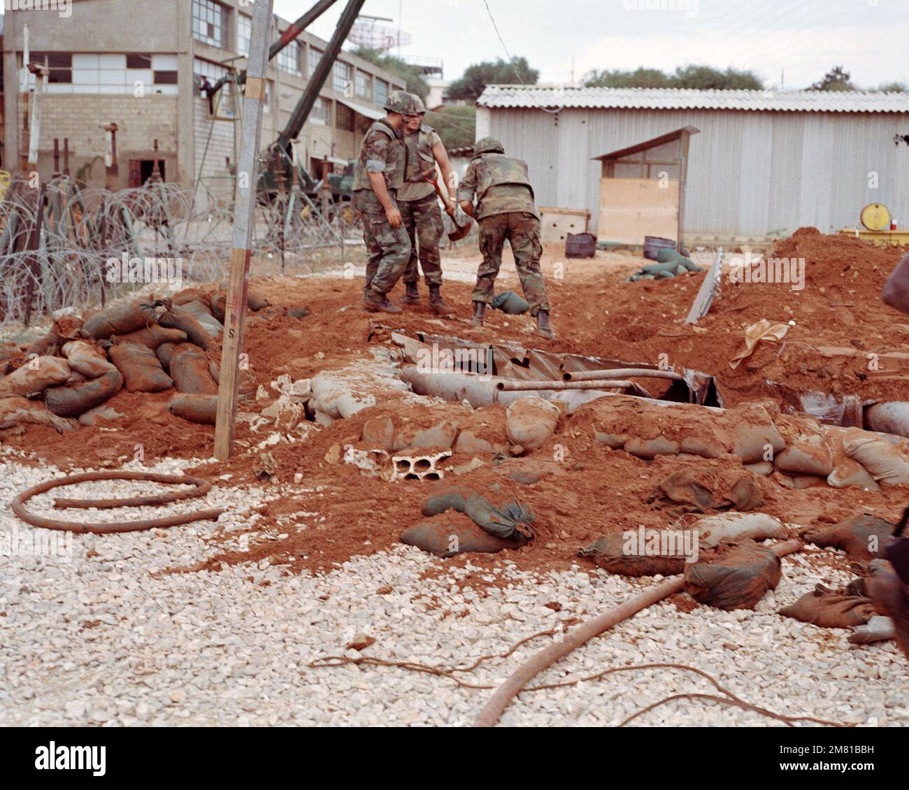 Marines of the 24th Marine Amphibious Unit rebuild bunkers that were ...