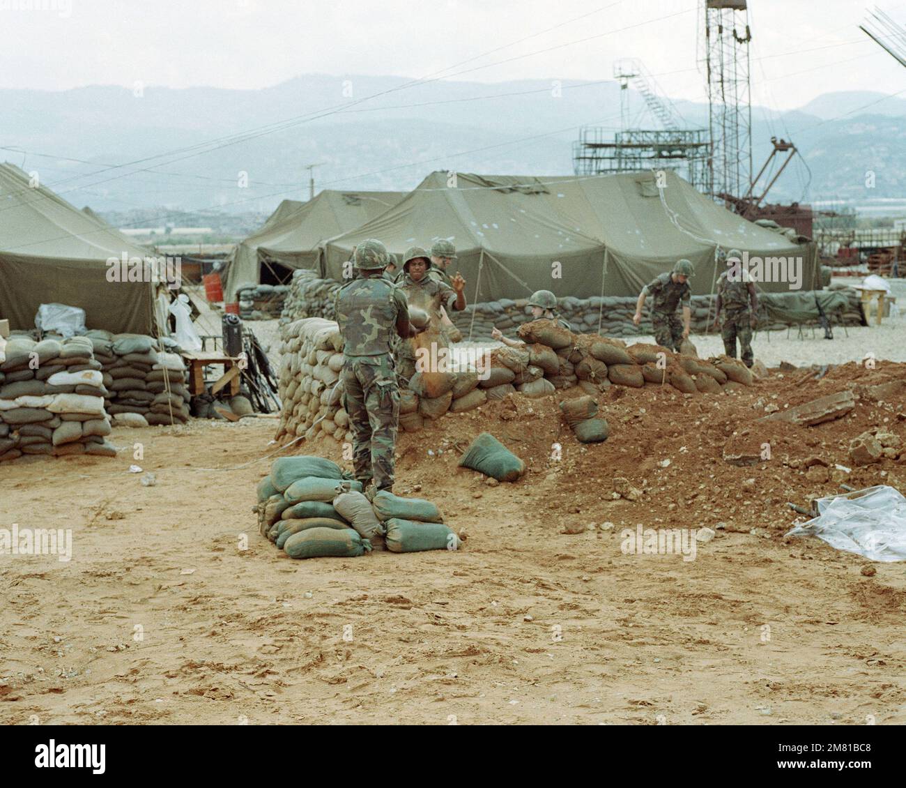 Marines of the 24th Marine Amphibious Unit rebuild bunkers that were ...