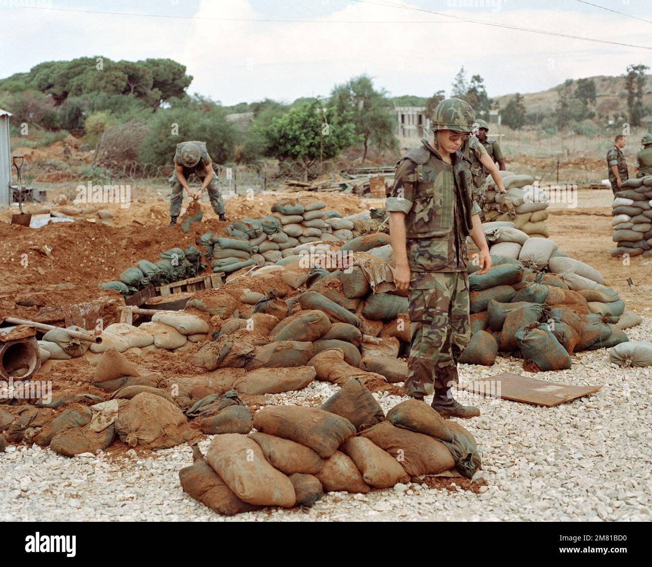 Marines of the 24th Marine Amphibious Unit rebuild bunkers that were ...