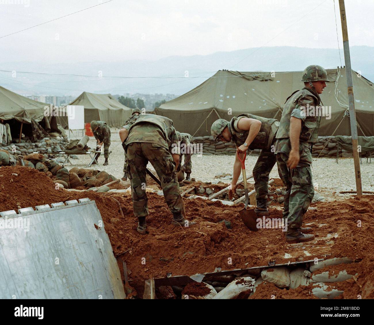 Marines of the 24th Marine Amphibious Unit rebuild bunkers that were ...