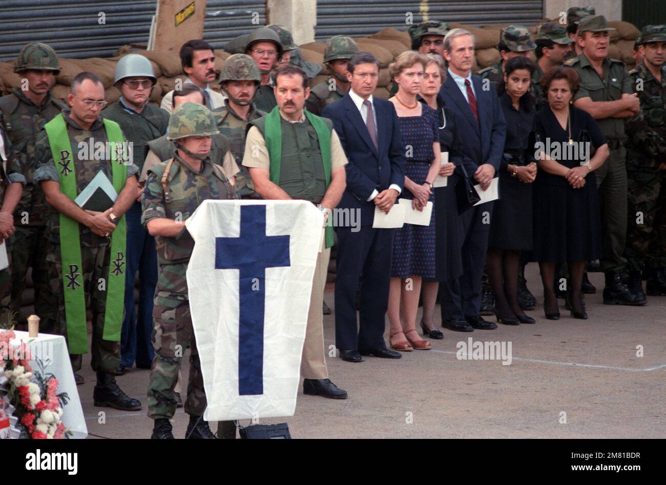 Members of the 1/8th Battalion and guests attend a memorial service for ...