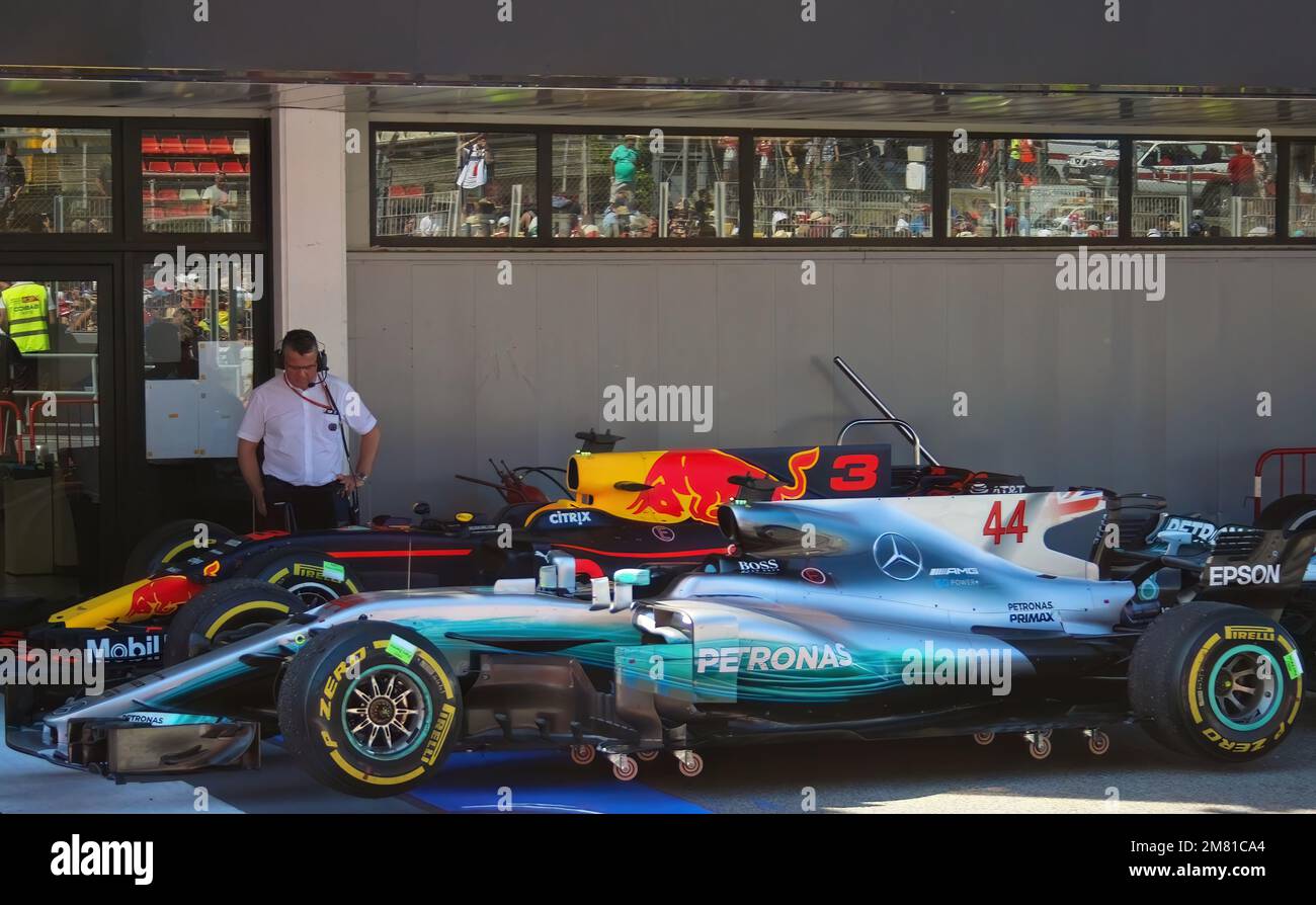 Lewis Hamilton's 2017 Mercedes Formula 1 car parked after winning the ...