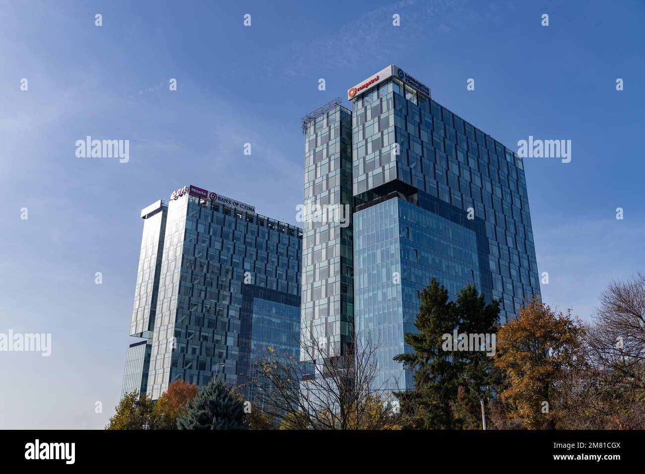 A picture of the City Gate Towers office buildings next to the Free ...
