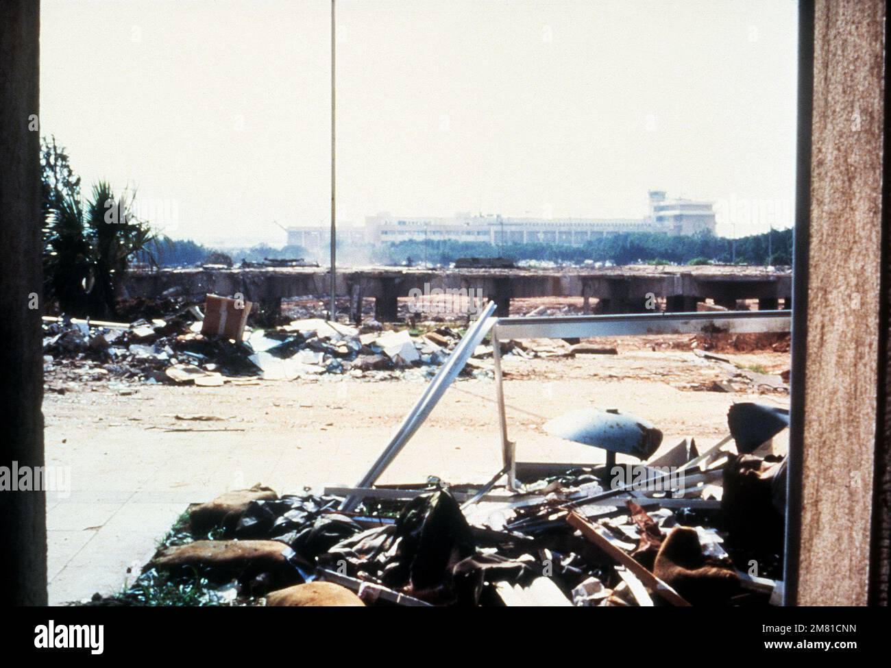 Debris marks the site of the Marine Battalion Landing Team headquarters ...