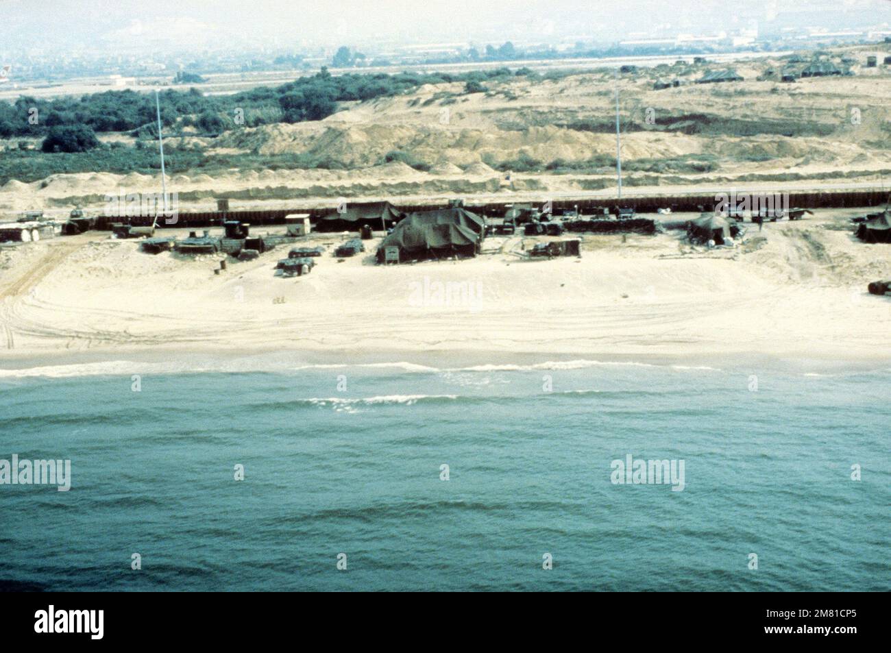 An aerial view of the Company C Command Post area for the 22nd Marine ...