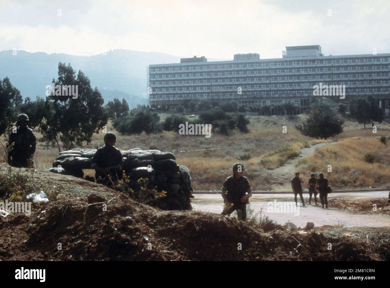 A view taken from a bunker position as Marines observe the surrounding ...