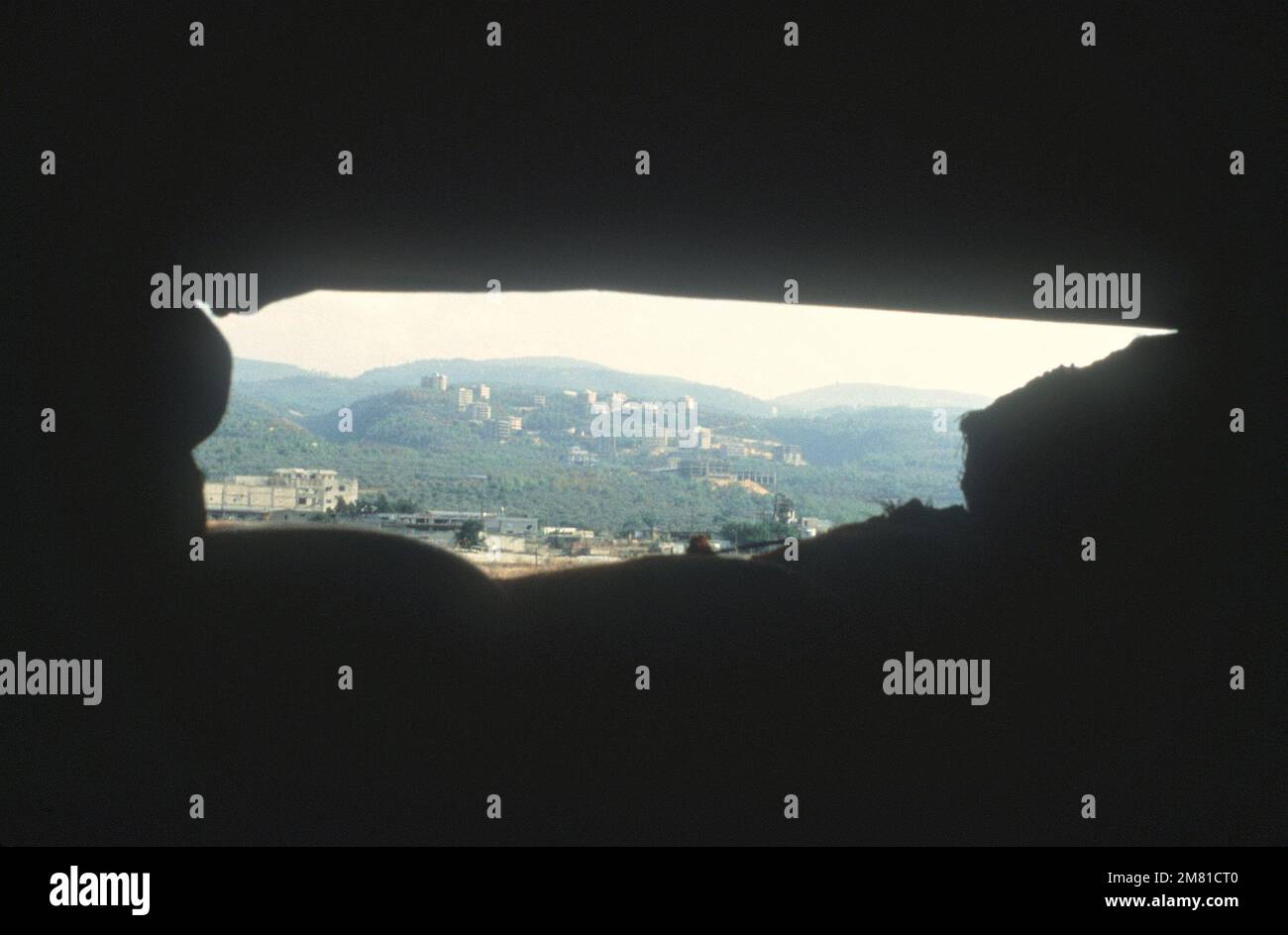 A view from inside a bunker as Marines observe the surrounding area ...