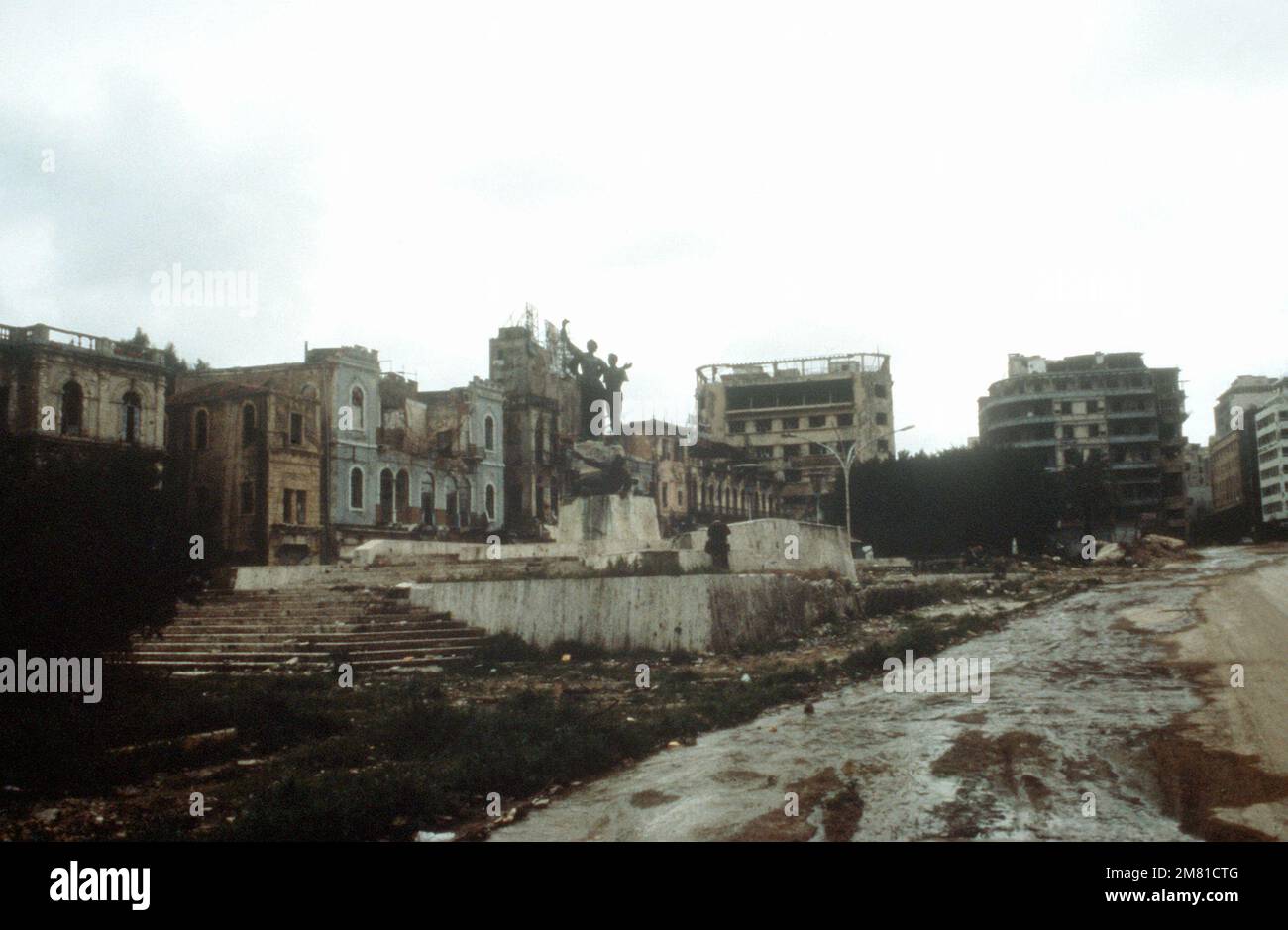 A view of a bomb damaged section of the city. Base: Beirut Country ...