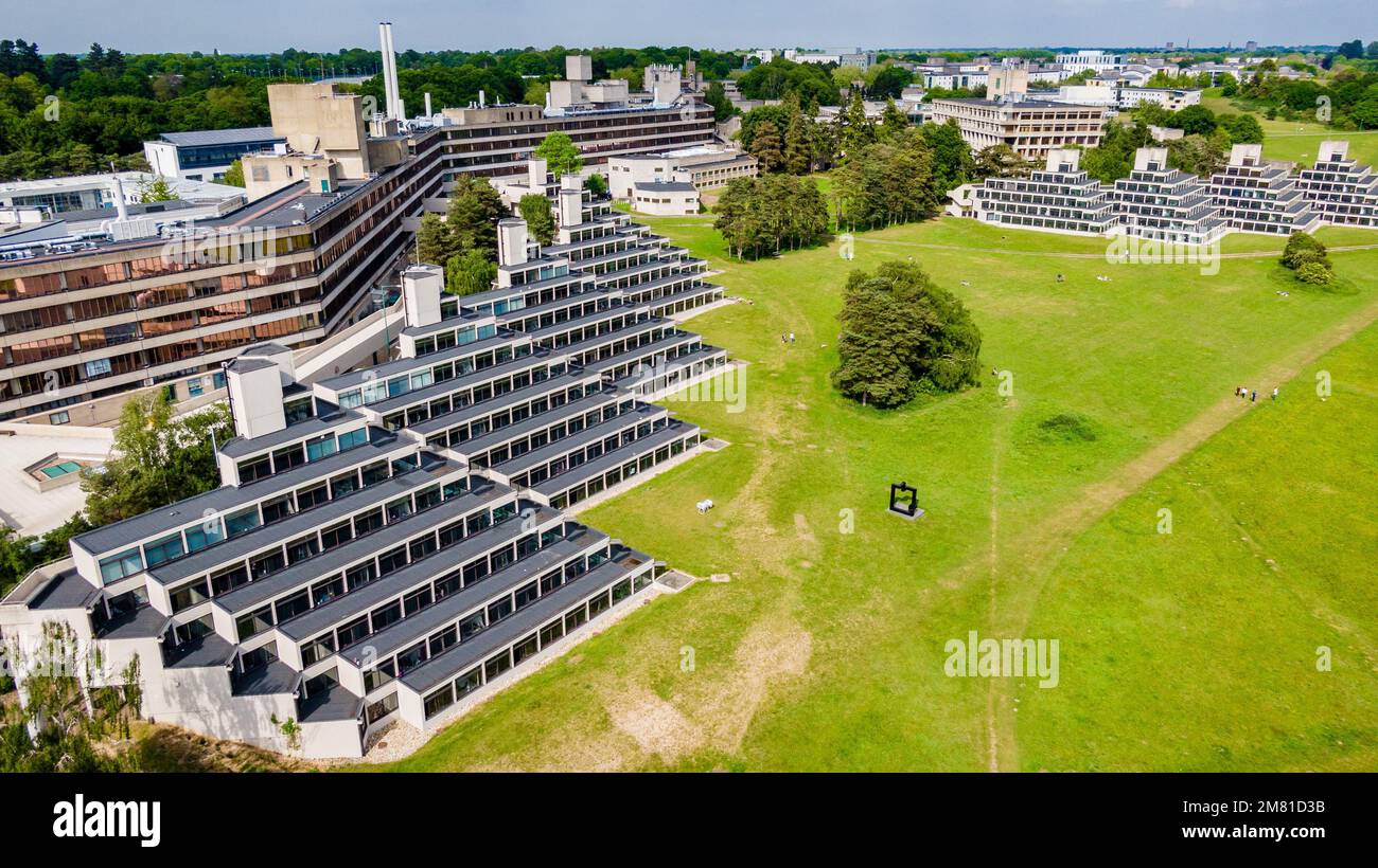 A bird's eye view of the University of East Anglia in Norwich, England ...