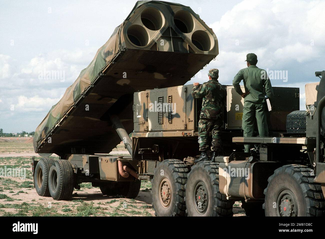 Members of the 487th Tactical Missile Wing (TMW) raise the launch tubes ...