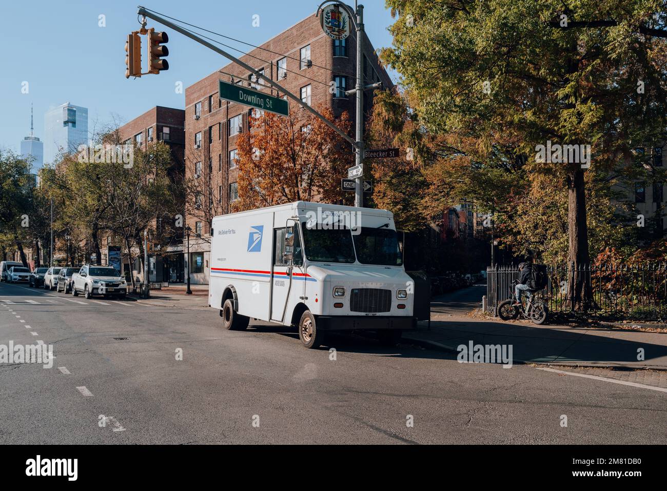 New York, USA - November 21, 2022: USPS truck on 6th Street in ...