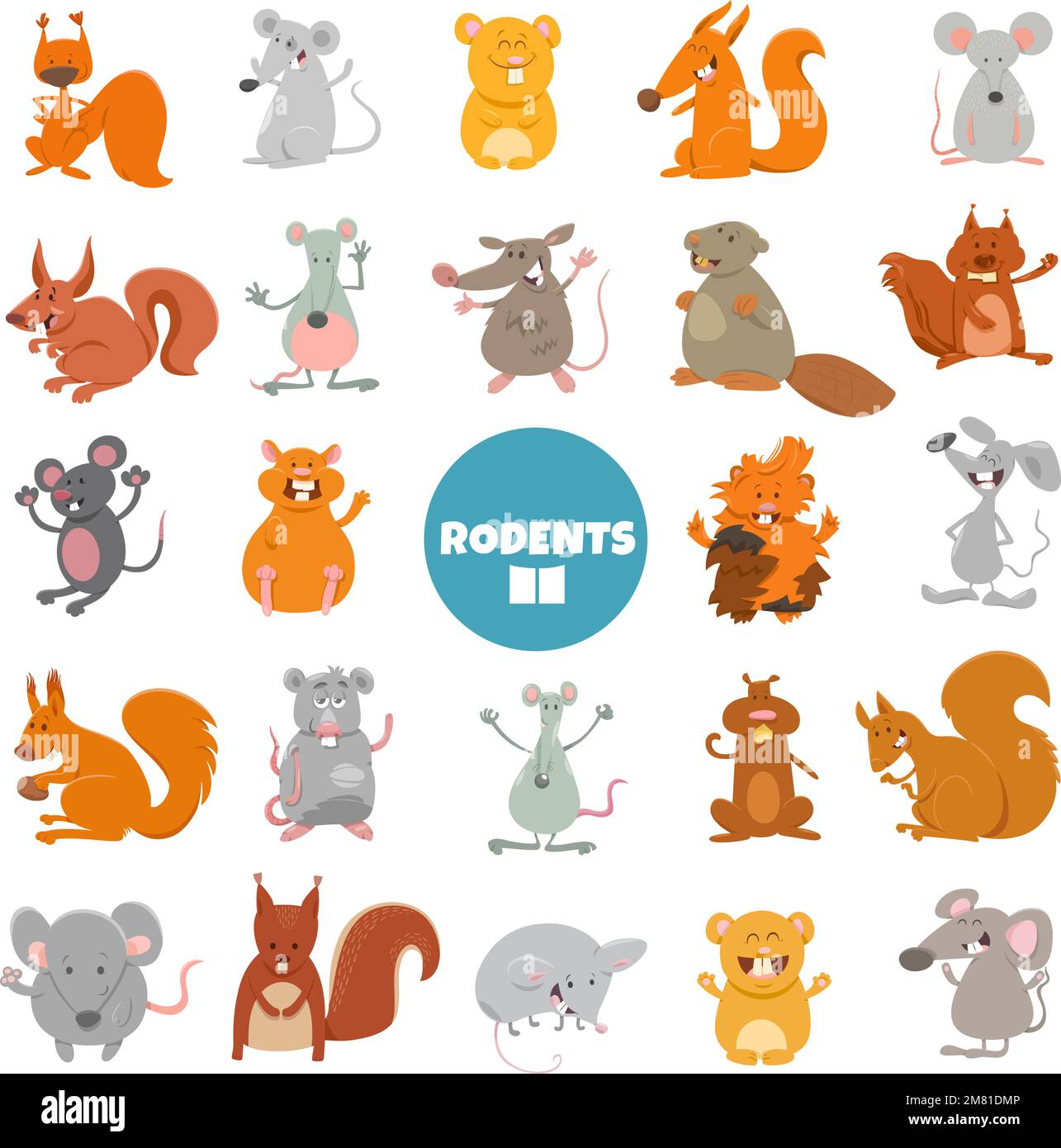 Cartoon illustration of funny rodents animal characters big set Stock ...
