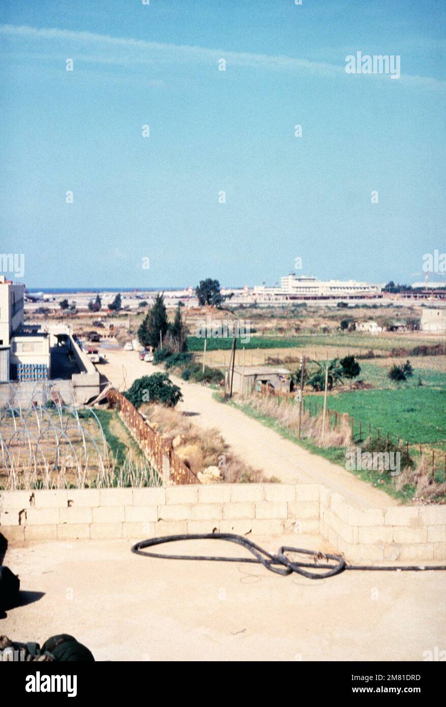 A view from a rooftop bunker position as Marines observe the ...