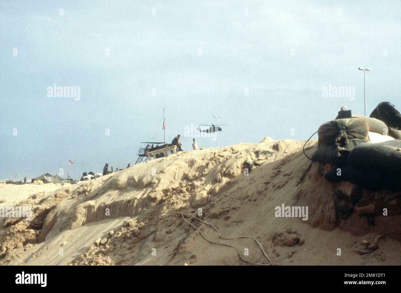 A view of Marine Beachmaster Unit 2 headquarters at Green Beach set up ...