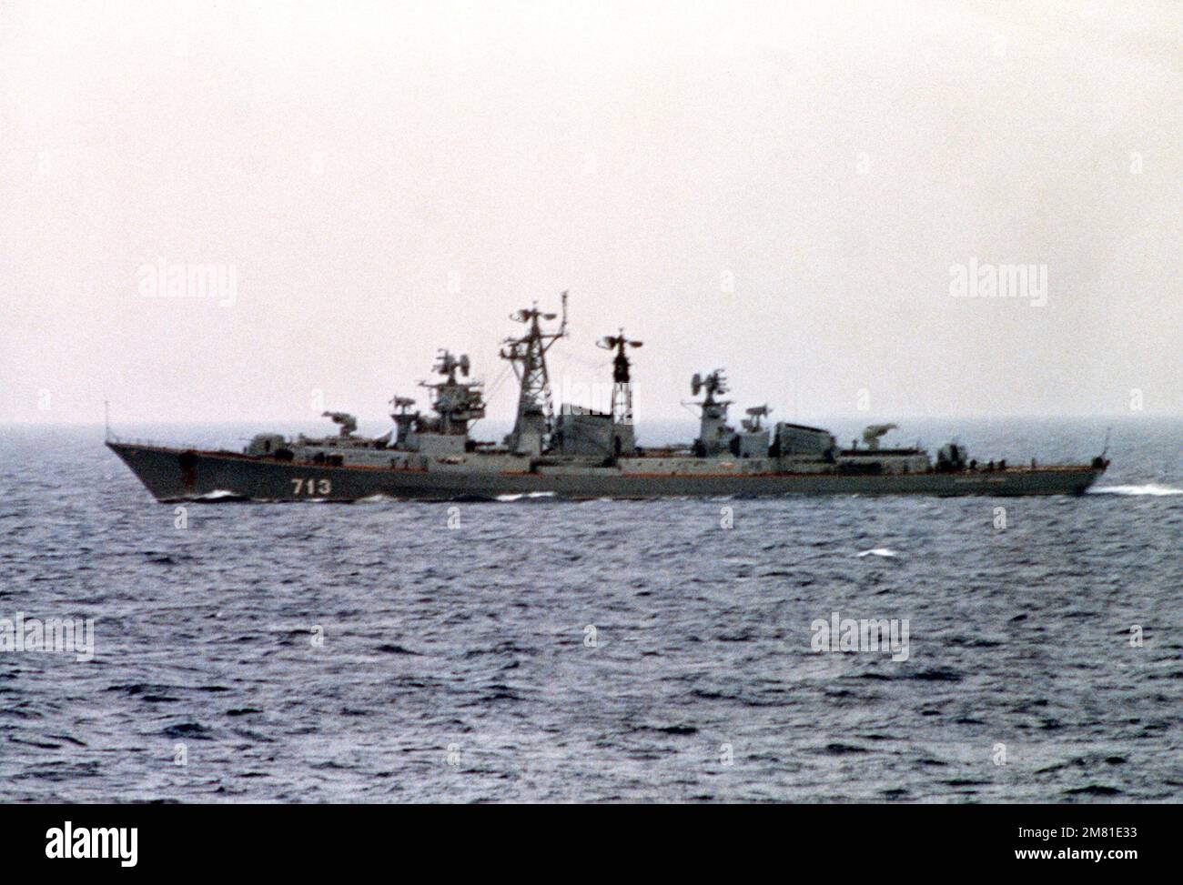 A port side view of a Soviet "Kashin" class guided missile destroyer ...